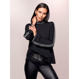 Heine Damen Strickpullover "Pullover", schwarz, Gr. 36, gemustert, mehrfarbig, unifarben, 50% Baumwolle, 50% Polyacryl, Pullover