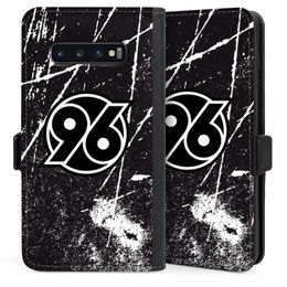 DeinDesign Galaxy S10 Plus Handy Klapph&uuml;lle Handyh&uuml;lle aus Kunst Leder schwarz Flip Case Hannover 96 H96 Official Licensed Product Sideflip mit Lasche