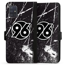 DeinDesign Galaxy A51 Handy Klapph&uuml;lle Handyh&uuml;lle aus Kunst Leder schwarz Flip Case Hannover 96 H96 Official Licensed Product Sideflip mit Lasche
