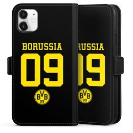 DeinDesign iPhone 11 Handy Klapph&uuml;lle Handyh&uuml;lle aus Kunst Leder schwarz Flip Case Jersey Bvb Borussia Dortmund Sideflip mit Lasche