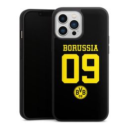 DeinDesign iPhone 13 Pro Max Handy Premium Silikon H&uuml;lle Handyh&uuml;lle schwarz Case Jersey Bvb Borussia Dortmund Silikon Premium Case