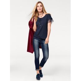 Damen R&ouml;hrenjeans, blau, Gr. 19, Linea Tesini BY HEINE, unifarben, 95% Baumwolle, 3% Polyester, 2% Elasthan, Miedereinsatz:15% Elasthan, 85%
