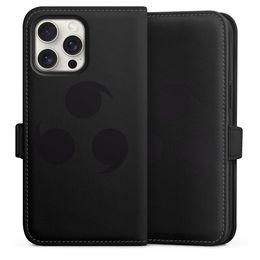 DeinDesign iPhone 15 Pro Max Handy Klapph&uuml;lle Handyh&uuml;lle aus Kunst Leder schwarz Flip Case Jutsu Naruto Shippuden Sharingan Sideflip mit Lasche