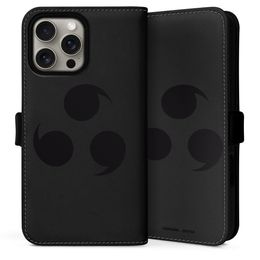 DeinDesign iPhone 16 Pro Handy Klapph&uuml;lle Handyh&uuml;lle aus Kunst Leder schwarz Flip Case Jutsu Naruto Shippuden Sharingan Sideflip mit Lasche