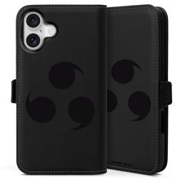 DeinDesign iPhone 16 Plus Handy Klapph&uuml;lle Handyh&uuml;lle aus Kunst Leder schwarz Flip Case Jutsu Naruto Shippuden Sharingan Sideflip mit Lasche