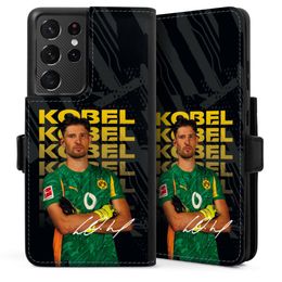 DeinDesign Galaxy S21 Ultra 5G Handy Klapph&uuml;lle Handyh&uuml;lle aus Kunst Leder schwarz Flip Case Borussia Dortmund Gregor Kobel Bvb Sideflip mit Lasche