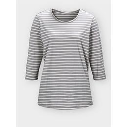 w&auml;schepur W&Auml;SCHEPUR Damen Pyjamaoberteil "Schlafanzug-Shirt", Gr. 36, grau, 100% Baumwolle, gemustert, gestreift, Shirts