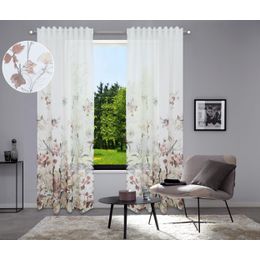 Gardine Home Affaire, B:140cm H:225cm, bunt, Polyester, Wohnzimmer, Gardinen, "Friesach", Blumenmuster, transparent, Multifunktionsband,
