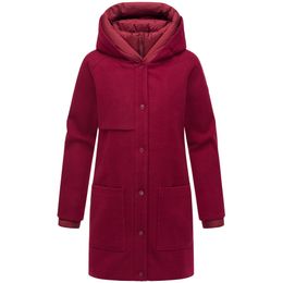 Kurzmantel Navahoo "Flauschwunder 14", Damen, Gr. S (36), rot (bordeaux), Obermaterial: 90% Polyacryl, 8% Viscose, 2% Elastan; Obermaterial 2: 100% Polyester; Innenfutter: 100% Polyester; Wattierung: 100% Polyester; &Auml;rmelfutter: 100% Polyester, gerade Po-bedeckend, hoch geschlossener Ausschnitt, eng normaler Saum, M&auml;ntel Kurzmantel, Damen Mantel in Wollmantel-Optik mit abnehmbarem Einsatz
