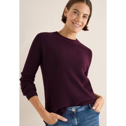 Cecil Damen Strickpullovereggplant rot, Gr. XS, unifarben, Strick, Obermaterial: 37% Baumwolle, 34% Polyacryl, 26% Polyester, 3% Elasthan, Pullover,