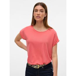 V&eacute;ro Moda Rundhalsshirt VERO MODA "VMAVA PLAIN SS TOP GAJRS NOOS", Damen, Gr. S, rosa (dubarry), Jersey, Obermaterial: 95% Lyocell, 5% Elasthan, unifarben, regular fit normal, Rundhals, Shirts Rundhalsshirt, Materialmix, regular fit