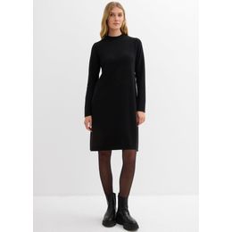 bonprix Strickkleid in A-Linie, schwarz, mit Baumwolle