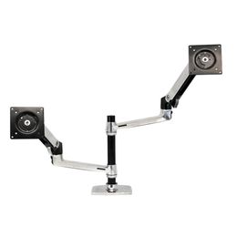 Ergotron LX Dual Monitorarm Tischhalterung inkl. Notebook Halterung f&uuml;r zwei Monitore bis 60,96 cm 24 Zoll Aluminium