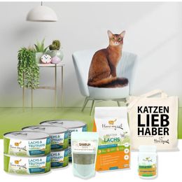 Sparset f&uuml;r Somali-Katze Nassfutter und Trockenfutter mit Lachs und Truthahn Nahrungserg&auml;nzung