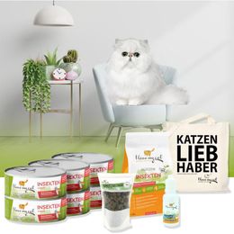 Sparset f&uuml;r Perserkatze Nassfutter und Trockenfutter und Soft-Snacks mit Insekten und Pflege