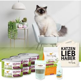 Sparset f&uuml;r Birma-Katze Trockenfutter und Nassfutter mit Huhn Nahrungserg&auml;nzung und Pflege