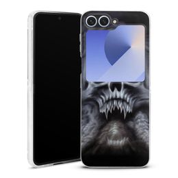 DeinDesign Galaxy Z Flip 7 FE Handy Hard Case Schutzh&uuml;lle transparent Smartphone Handy H&uuml;lle Halloween Totenkopf Skull Hard Case