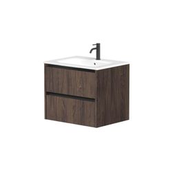 Waschtisch Welltime "City, Badm&ouml;bel, Badkommode, Badschrank, in verschiedenen Breiten", braun oak, B:61cm H:50cm T:46cm, FSC-zertifizierter Holzwerkstoff, Waschtische, Waschtisch, mit Soft-Close-Funktion, inklusive Waschbecken, FSC zertifiziert