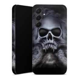 DeinDesign Galaxy A35 5G Handy Premium Case Smartphone Handyh&uuml;lle Schutzh&uuml;lle gl&auml;nzend Halloween Totenkopf Skull Premium Case