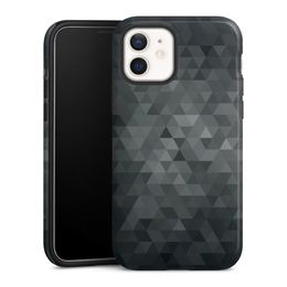DeinDesign iPhone 12 mini Handy Panzer Handyh&uuml;lle robuste Outdoor H&uuml;lle Schutzh&uuml;lle gl&auml;nzend Muster Black Triangle Tough Case