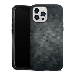 DeinDesign iPhone 13 Pro Max Handy Panzer Handyh&uuml;lle robuste Outdoor H&uuml;lle Schutzh&uuml;lle matt Muster Black Triangle Tough Case
