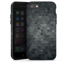 DeinDesign iPhone SE (2020) Handy Panzer Handyh&uuml;lle robuste Outdoor H&uuml;lle Schutzh&uuml;lle matt Muster Black Triangle Tough Case