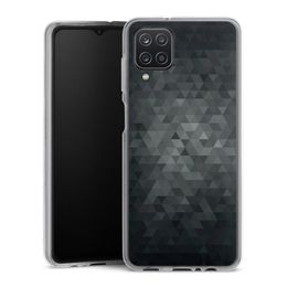 DeinDesign Galaxy A12 Handy Silikon H&uuml;lle Case transparent Handyh&uuml;lle Triangle Black Muster Silikon Case