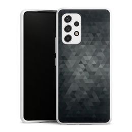 DeinDesign Galaxy A53 5G Handy Silikon H&uuml;lle Case wei&szlig; Handyh&uuml;lle Black Triangle Muster Silikon Case