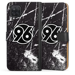 DeinDesign Galaxy A12 Handy Klapph&uuml;lle Handyh&uuml;lle aus Kunst Leder schwarz Flip Case Official Licensed Product H96 Hannover 96 Sideflip mit langer Lasche