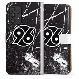 DeinDesign Galaxy A33 5G Handy Klapph&uuml;lle Handyh&uuml;lle aus Kunst Leder wei&szlig; Flip Case Official Licensed Product H96 Hannover 96 Sideflip mit Lasche