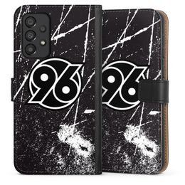 DeinDesign Galaxy A33 5G Handy Klapph&uuml;lle Handyh&uuml;lle aus Kunst Leder schwarz Flip Case Official Licensed Product H96 Hannover 96 Sideflip mit langer Lasche