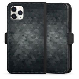 DeinDesign iPhone 11 Pro Handy Klapph&uuml;lle Handyh&uuml;lle aus Kunst Leder schwarz Flip Case Muster Black Triangle Sideflip mit Lasche
