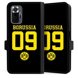 DeinDesign Xiaomi Redmi Note 10 Pro Handy Klapph&uuml;lle Handyh&uuml;lle aus Kunst Leder schwarz Flip Case Jersey Bvb Borussia Dortmund Sideflip mit langer Lasche