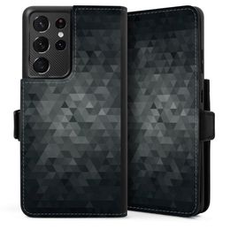 DeinDesign Galaxy S21 Ultra 5G Handy Klapph&uuml;lle Handyh&uuml;lle aus Kunst Leder schwarz Flip Case Muster Black Triangle Sideflip mit Lasche