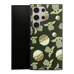 DeinDesign Galaxy S24 Ultra Handy Silikon H&uuml;lle Case schwarz Handyh&uuml;lle Official Licensed Product Star Wars Muster Baby Yoda