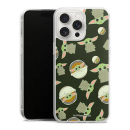 DeinDesign iPhone 15 Pro Max Handy Silikon H&uuml;lle Case transparent Handyh&uuml;lle Official Licensed Product Star Wars Muster Baby Yoda Silikon Case