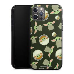 DeinDesign iPhone 12 Pro Handy Silikon H&uuml;lle Case schwarz Handyh&uuml;lle Official Licensed Product Star Wars Muster Baby Yoda