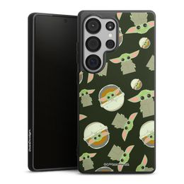 DeinDesign Galaxy S25 Ultra Handy Premium Silikon H&uuml;lle Handyh&uuml;lle schwarz Case Official Licensed Product Star Wars Muster Baby Yoda Silikon Premium Case