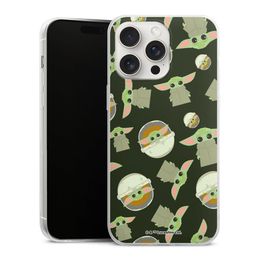 DeinDesign iPhone 15 Pro Max Handy Slim Case Silikon Handyh&uuml;lle transparent H&uuml;lle extra d&uuml;nn Official Licensed Product Star Wars Muster Baby Yoda Silikon Slim 