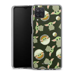 DeinDesign Galaxy A12 Handy Silikon H&uuml;lle Case transparent Handyh&uuml;lle Official Licensed Product Baby Yoda Star Wars Muster Silikon Case