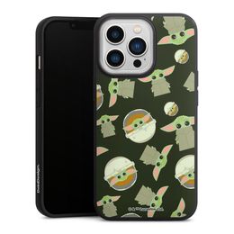 DeinDesign iPhone 13 Pro Handy Premium Silikon H&uuml;lle Handyh&uuml;lle schwarz Case Official Licensed Product Star Wars Muster Baby Yoda Silikon Premium Case