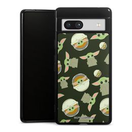 DeinDesign Google Pixel 7a Handy Silikon H&uuml;lle Case schwarz Handyh&uuml;lle Official Licensed Product Star Wars Muster Baby Yoda