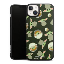 DeinDesign iPhone 14 Handy Premium Silikon H&uuml;lle Handyh&uuml;lle schwarz Case Official Licensed Product Star Wars Muster Baby Yoda Silikon Premium Case