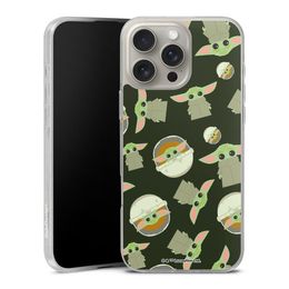 DeinDesign iPhone 16 Pro Max Handy Silikon H&uuml;lle Case transparent Handyh&uuml;lle Official Licensed Product Star Wars Muster Baby Yoda Silikon Case