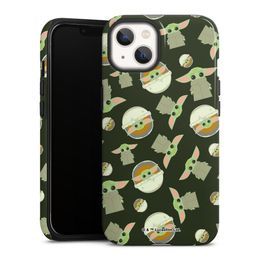 DeinDesign iPhone 13 Handy Panzer Handyh&uuml;lle robuste Outdoor H&uuml;lle Schutzh&uuml;lle gl&auml;nzend Official Licensed Product Star Wars Muster Baby Yoda Tough Case