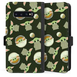DeinDesign Galaxy S10 Plus Handy Klapph&uuml;lle Handyh&uuml;lle aus Kunst Leder schwarz Flip Case Official Licensed Product Star Wars Muster Baby Yoda Sideflip mit Lasche
