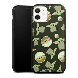 DeinDesign iPhone 12 mini Handy Slim Case extra d&uuml;nn Silikon Handyh&uuml;lle schwarz H&uuml;lle Official Licensed Product Star Wars Muster Baby Yoda Silikon Slim Case