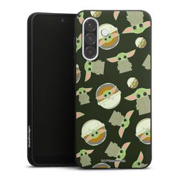 DeinDesign Galaxy A36 5G Handy Premium Silikon H&uuml;lle Handyh&uuml;lle schwarz Case Official Licensed Product Star Wars Muster Baby Yoda Silikon Premium Case