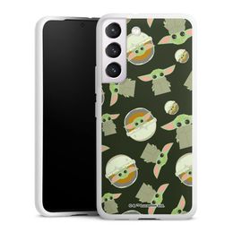 DeinDesign Galaxy S22 Handy Silikon H&uuml;lle Case wei&szlig; Handyh&uuml;lle Official Licensed Product Star Wars Muster Baby Yoda Silikon Case