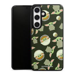 DeinDesign Galaxy S24 Handy Slim Case extra d&uuml;nn Silikon Handyh&uuml;lle schwarz H&uuml;lle Official Licensed Product Star Wars Muster Baby Yoda Silikon Slim Case